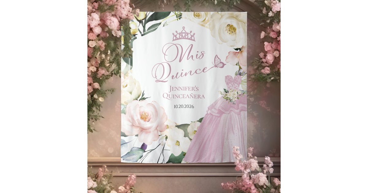 Mis Quince | Dress Floral Quinceañera Backdrops | Zazzle