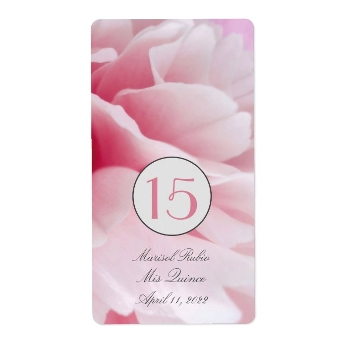 Mis Quince Pink Floral Mini Bottle Labels | Zazzle.com