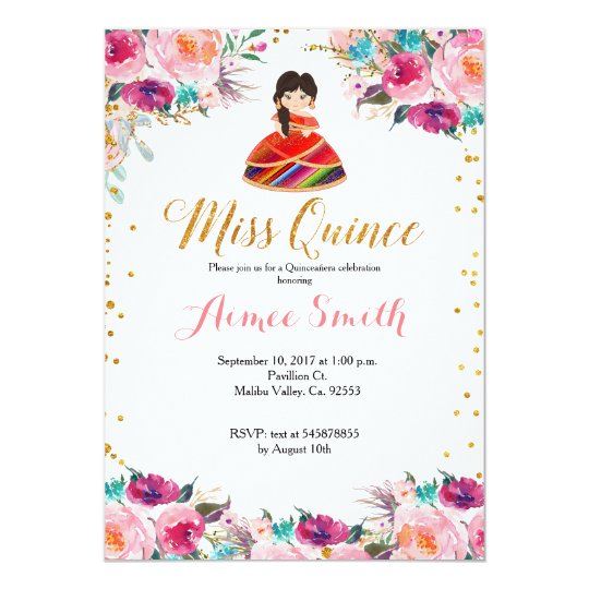 Mis Quince Pink Gold Floral invitation | Zazzle.com