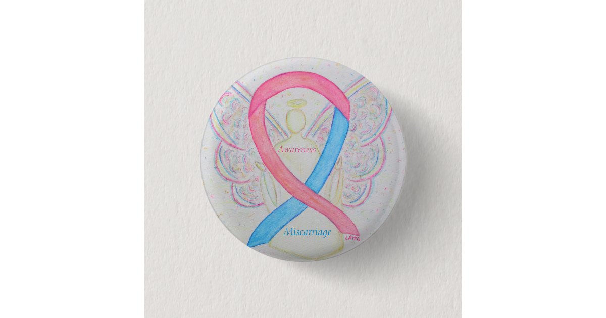 Miscarriage Awareness Ribbon Angel Custom Art Pins | Zazzle