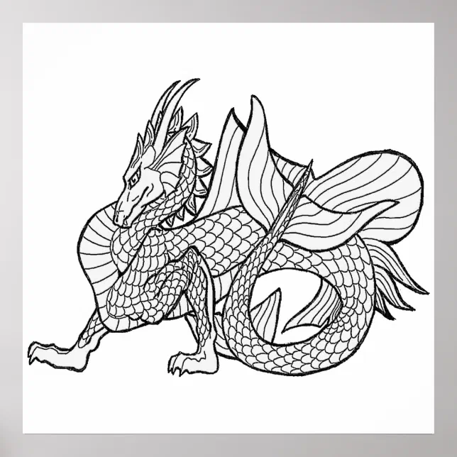 2 dragons coloring page