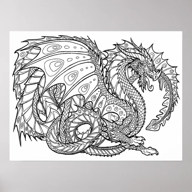 Miscellaneous Dragon Coloring Poster 1 | Zazzle