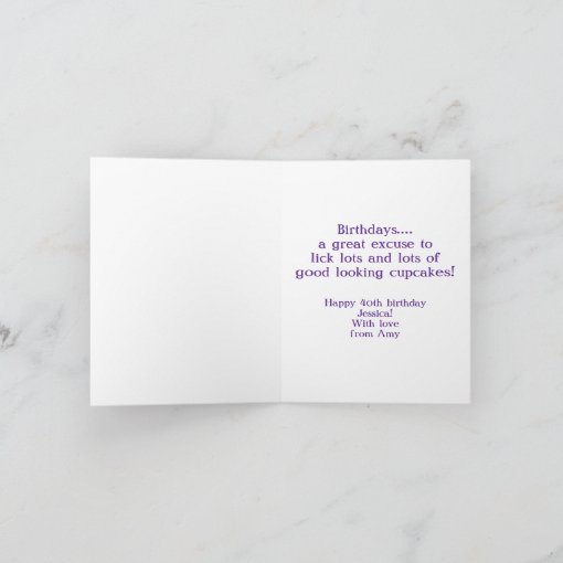 Mischievous Sly Innuendo Cupcake Lick Me Birthday Card | Zazzle