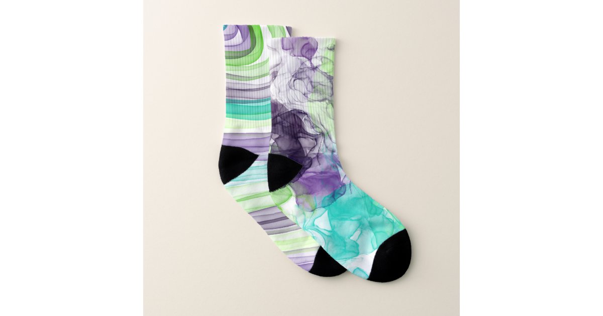 Mismatched Colorful Pattern Socks | Zazzle