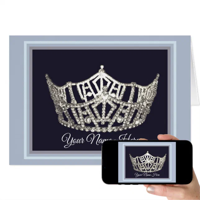 Miss America style Crown Custom Note Card | Zazzle