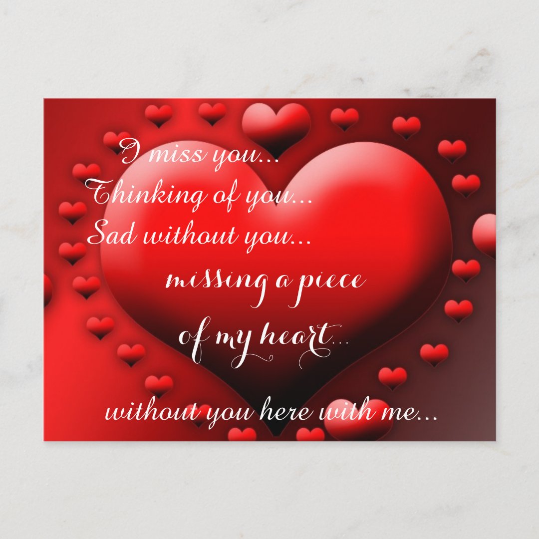 Miss Missing Sad Lonely Heart Broken Postcard | Zazzle