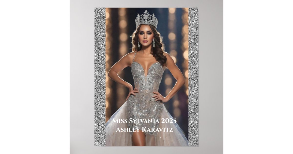 Miss Pageant Glitter Personal Portrait Poster | Zazzle
