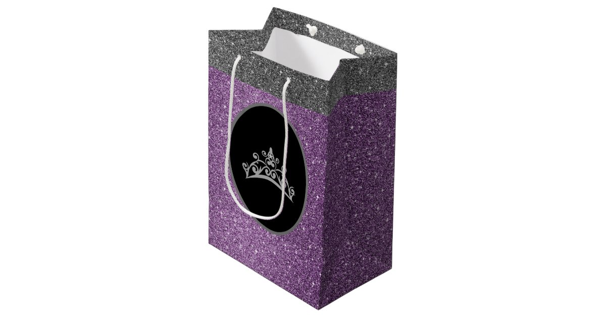 Miss Pageant Tiara Crown Purple FX GlitterGift Bag | Zazzle