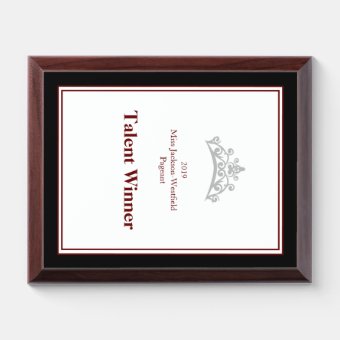 Miss Pageant USA Silver Crown Wood Awards Plaque | Zazzle
