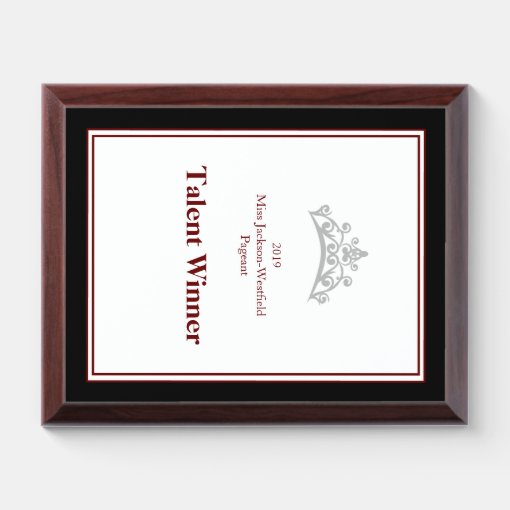 Miss Pageant USA Silver Crown Wood Awards Plaque | Zazzle