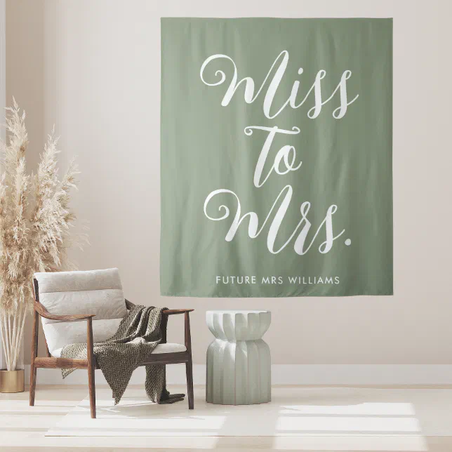 Miss to Mrs Banner Modern Bridal Shower Prop Tapestry | Zazzle