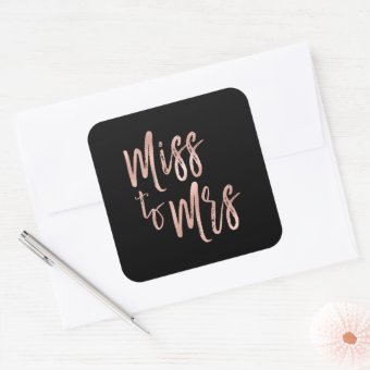 Miss to Mrs Bridal Shower Pink - Rose Gold Square Sticker | Zazzle