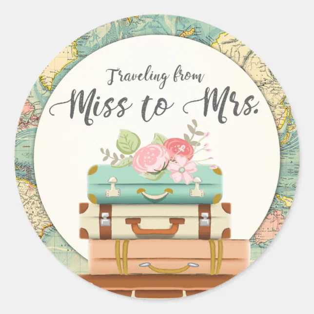 Miss to Mrs Bridal Shower Sticker Envelope Seal | Zazzle