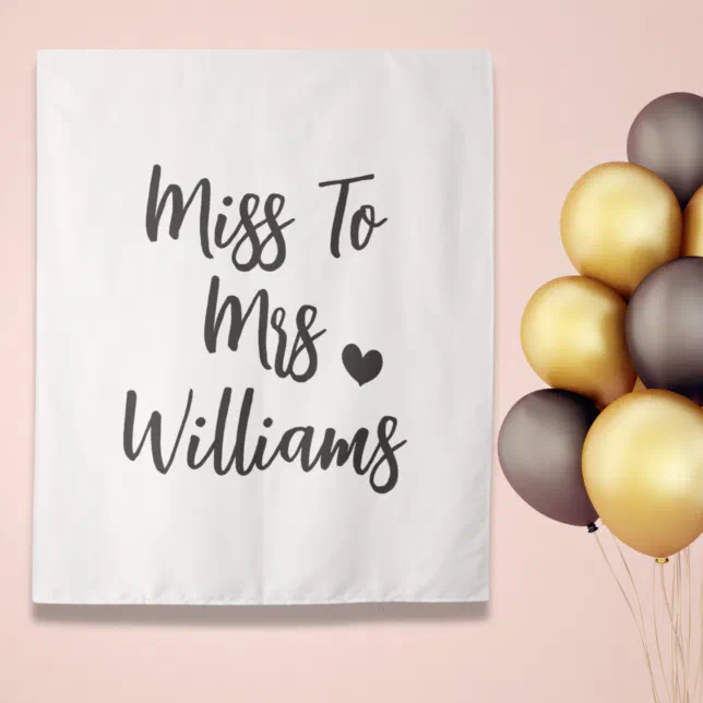 Miss to Mrs. | Custom Bridal Shower Backdrop Decor | Zazzle