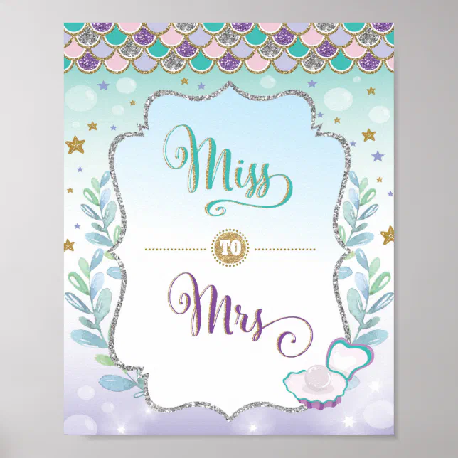 Miss to Mrs Mermaid Bridal Shower Sign Decoration | Zazzle