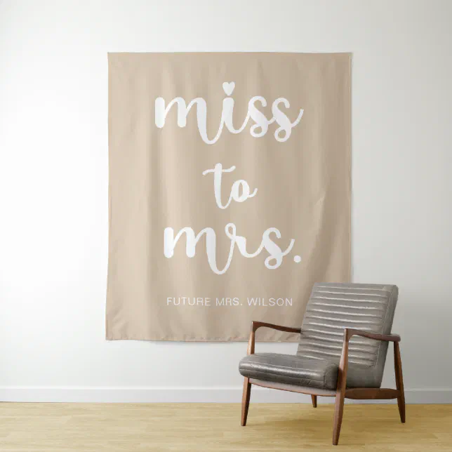 Miss to Mrs Name Bridal Shower Photo Backdrop | Zazzle