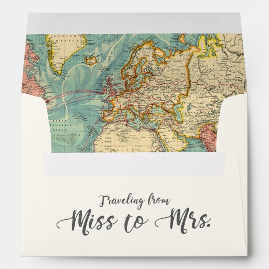 Miss to Mrs Travel Bridal Shower Envelope World | Zazzle.com