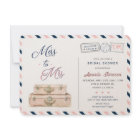 Miss To Mrs World Travel Bridal Shower Navy Pink Invitation | Zazzle