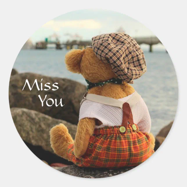 Miss You Classic Round Sticker | Zazzle