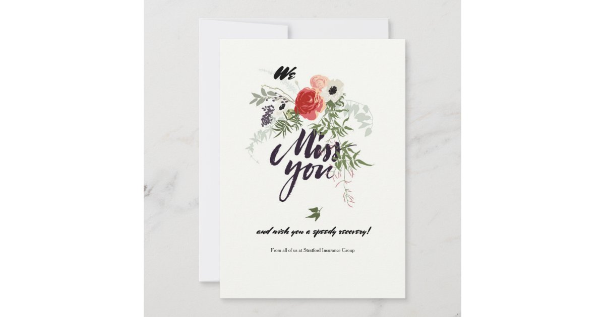 Miss You Get Well Greeting Card | Zazzle