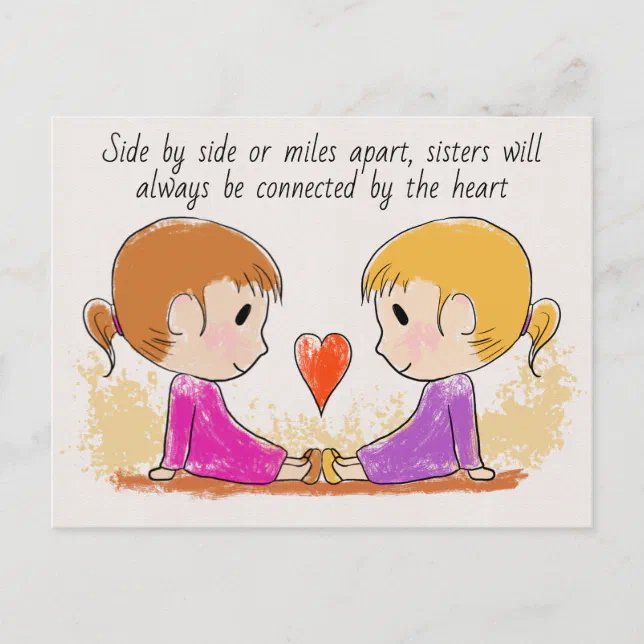 Miss You Sister Cute Postcard | Zazzle