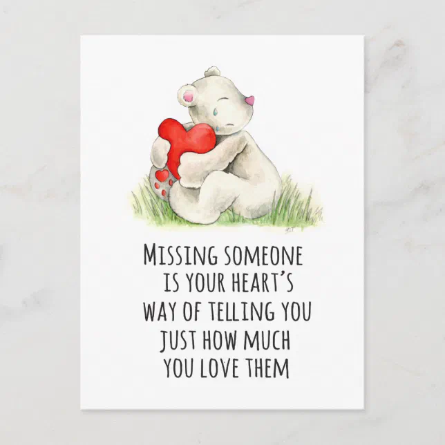 Miss you teddy bear quote postcard | Zazzle