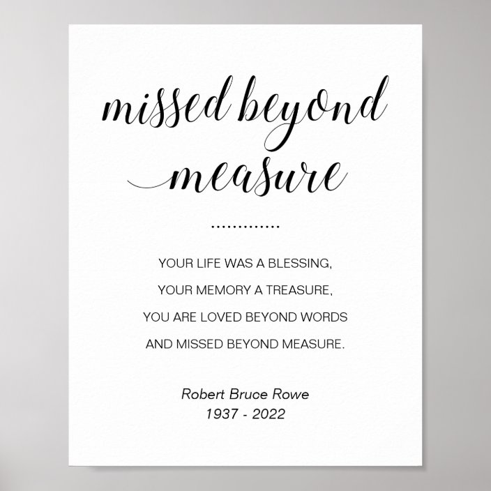 Missed Beyond Measure Memorial Service Poem Poster | Zazzle.com
