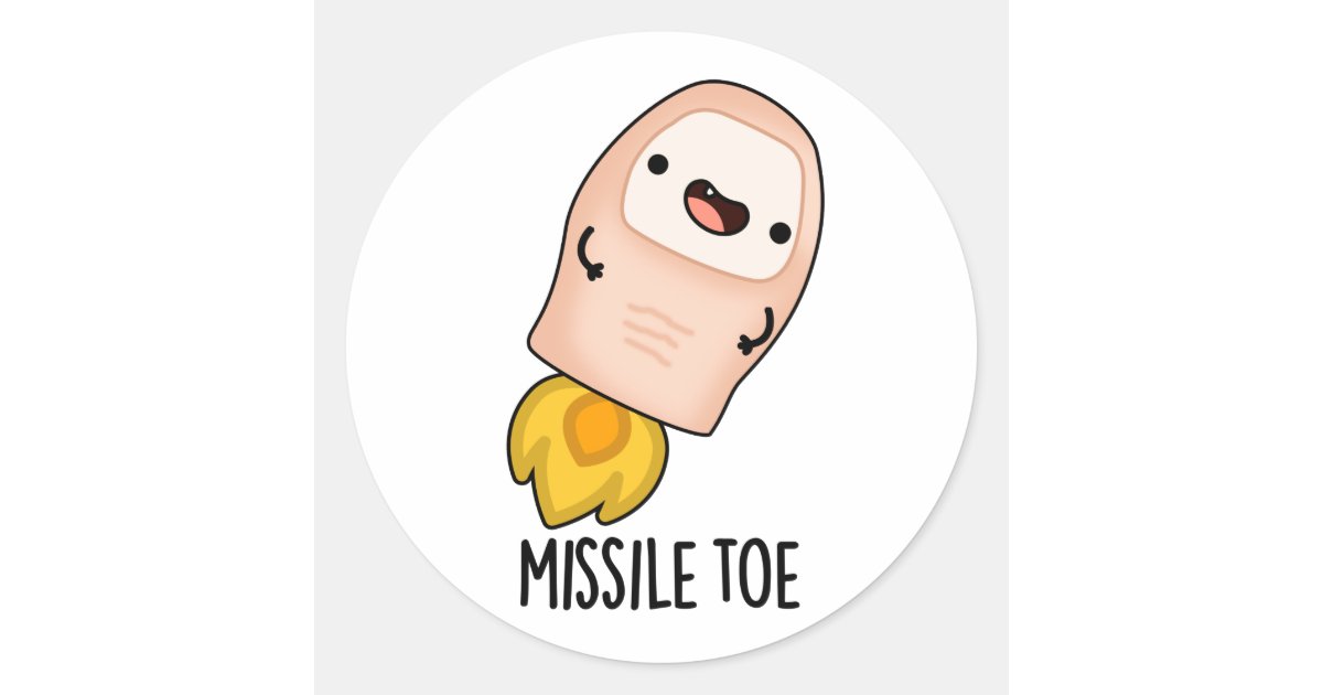 Missile Toe Funny Mistletoe Pun Classic Round Sticker | Zazzle