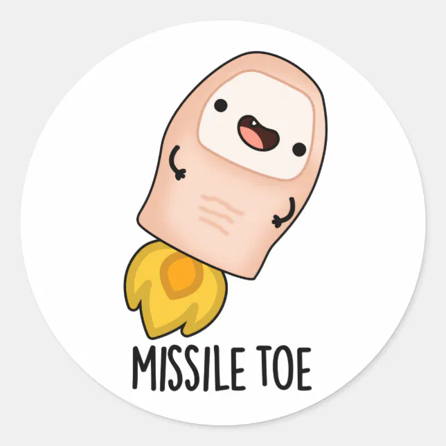 Missile Toe Funny Mistletoe Pun Classic Round Sticker | Zazzle