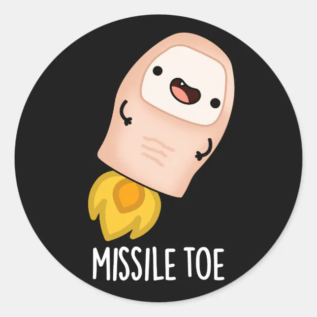 Missile Toe Funny Mistletoe Pun Dark BG Classic Round Sticker | Zazzle