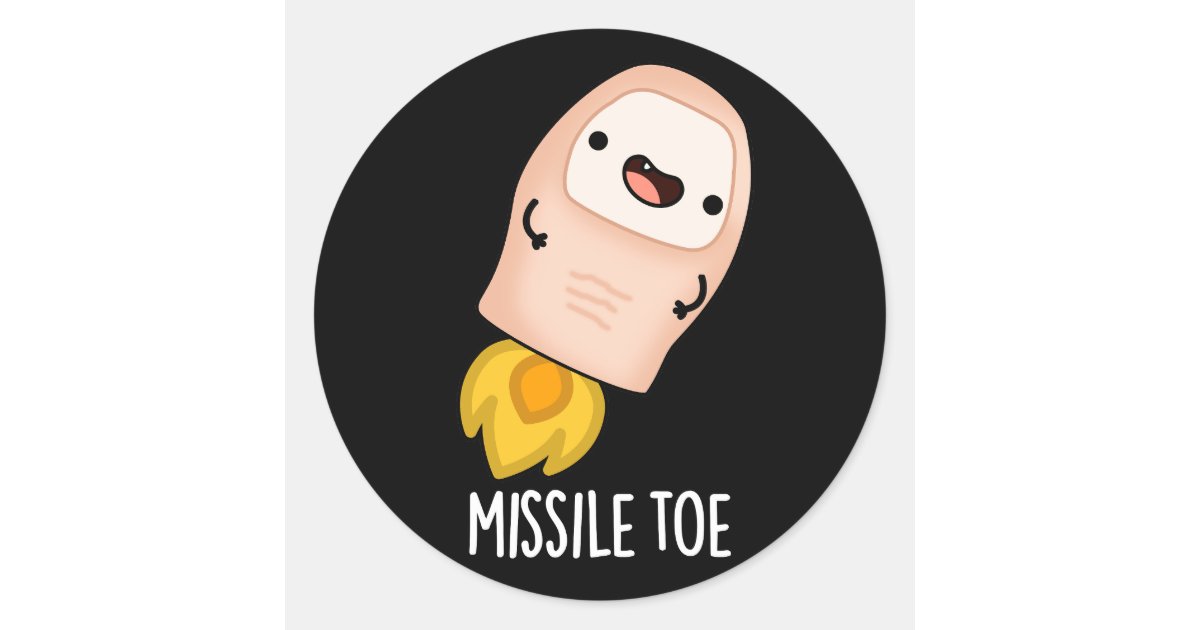 Missile Toe Funny Mistletoe Pun Dark BG Classic Round Sticker | Zazzle