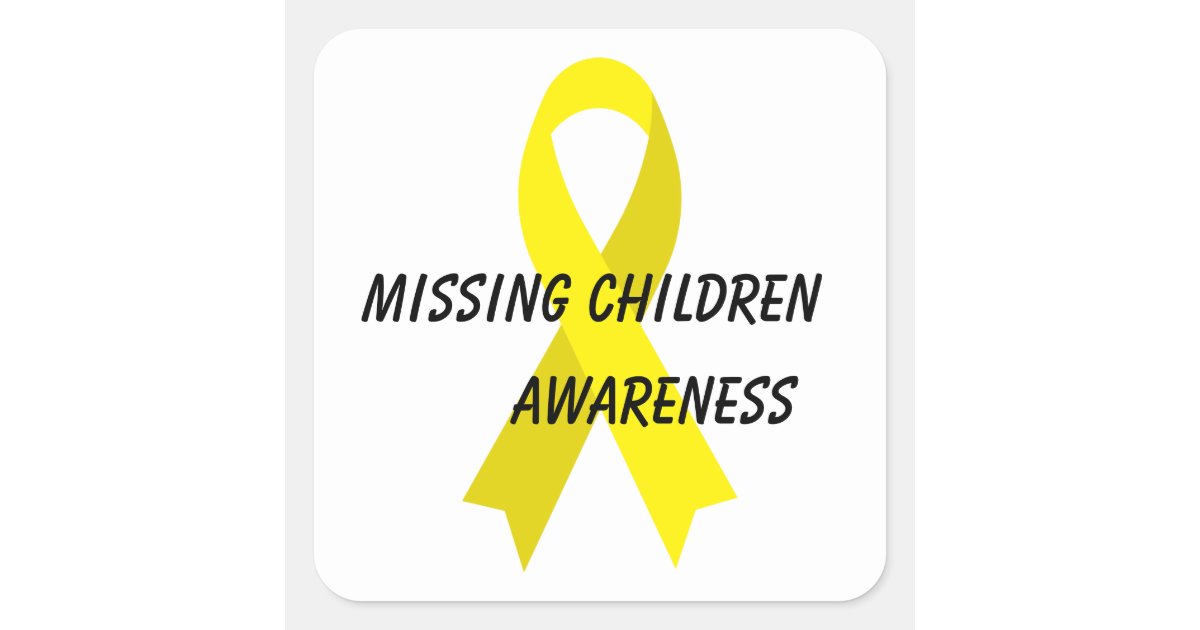 Missing Children Yellow Awareness Ribbon by Janz Square Sticker | Zazzle