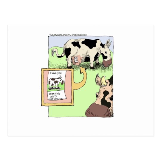 Missing Cow Funny Cartoon Gifts & Collectibles Postcard | Zazzle.com