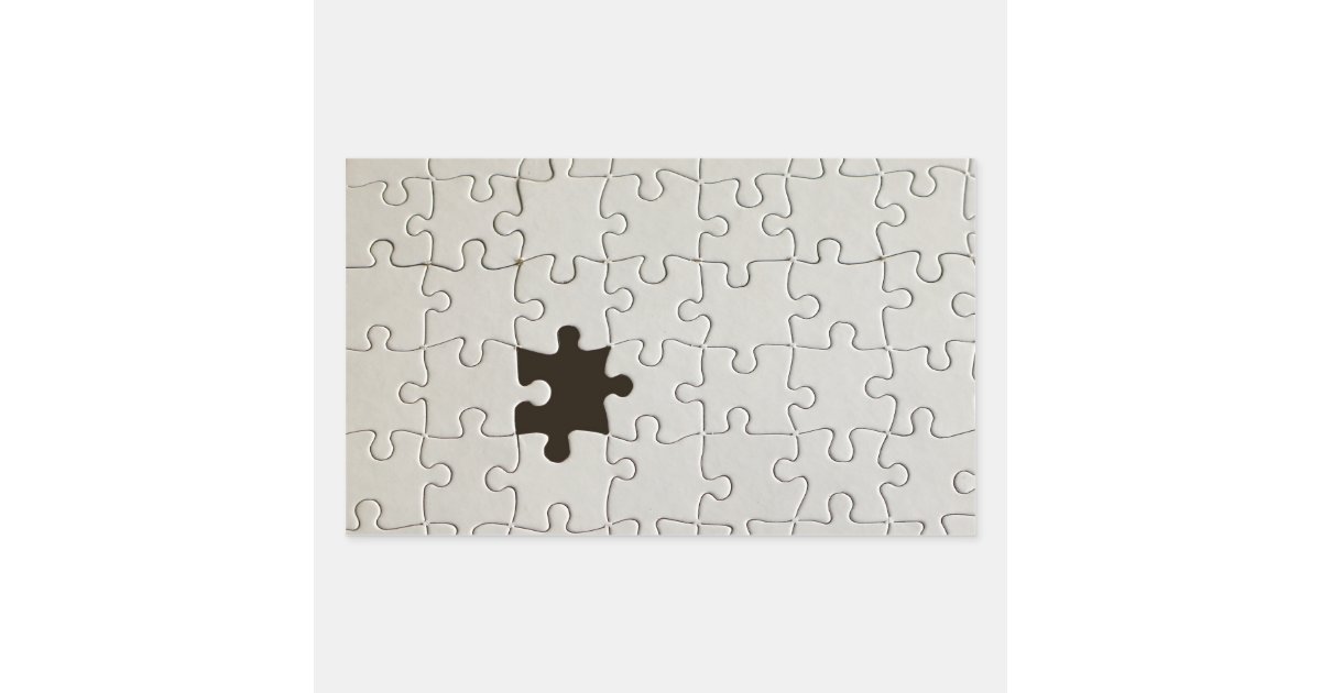 Missing Jigsaw Puzzle Piece White Rectangular Sticker | Zazzle