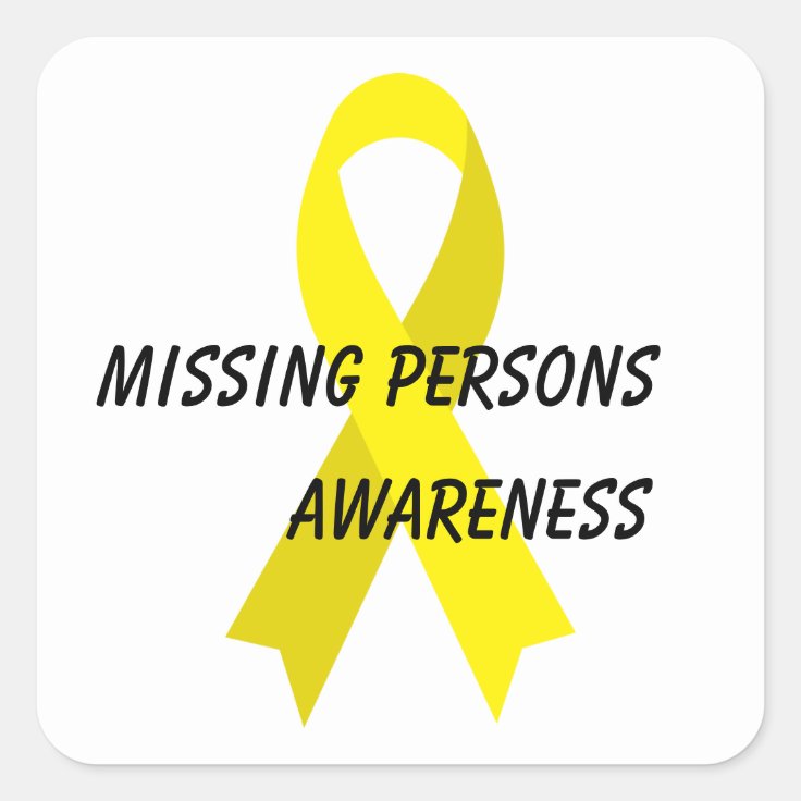 Missing Persons Yellow Awareness Ribbon by Janz Square Sticker | Zazzle