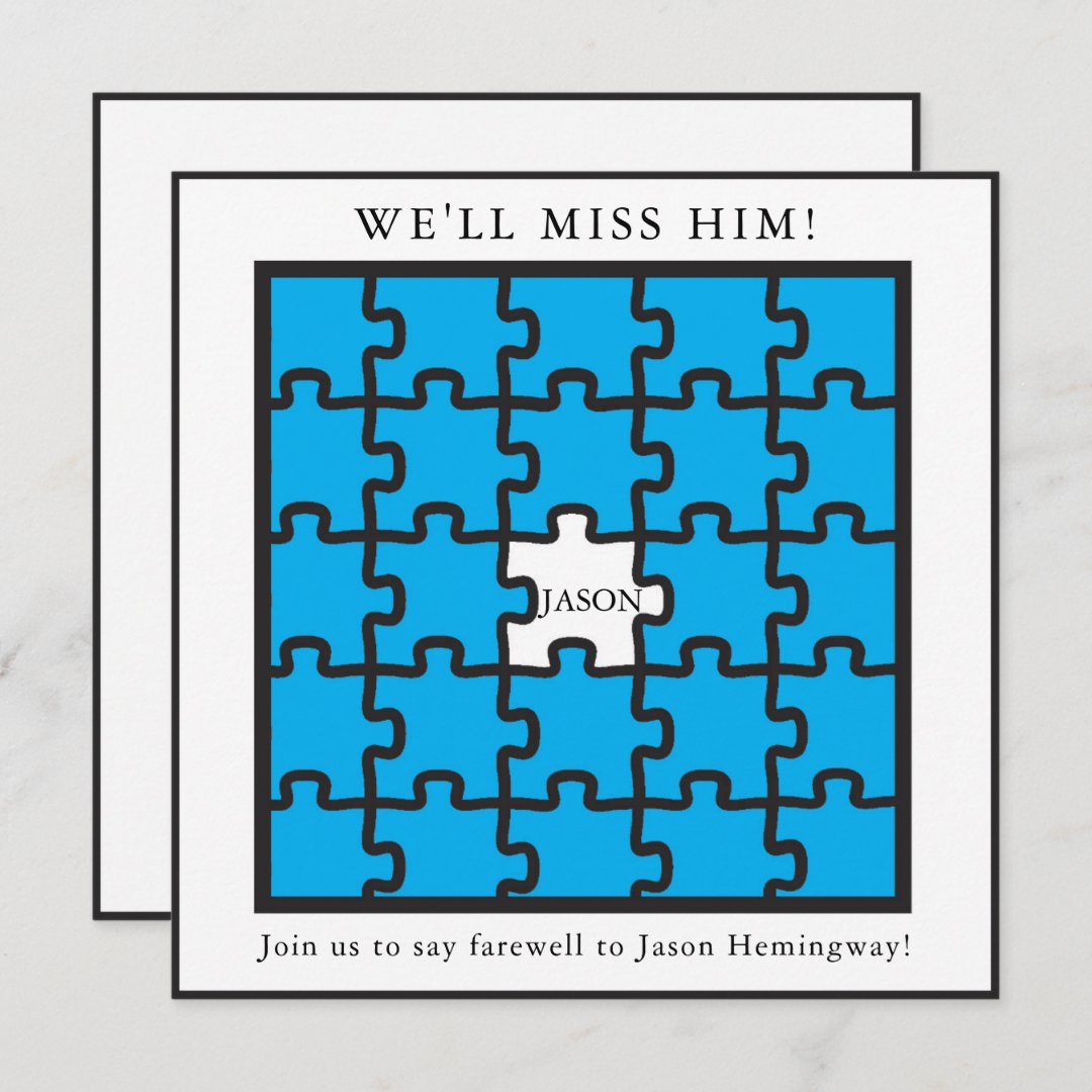 Missing Piece Farewell Party Invitations | Zazzle