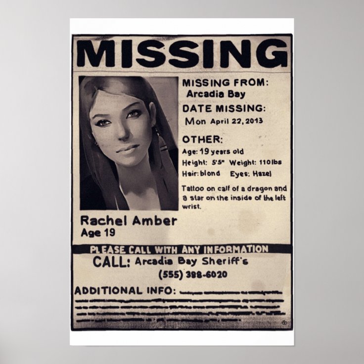 Missing Rachel Amber Poster | Zazzle