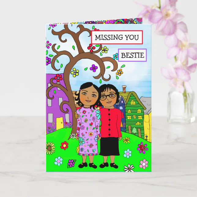 Missing You Bestie Friendship Thinking of You Card | Zazzle