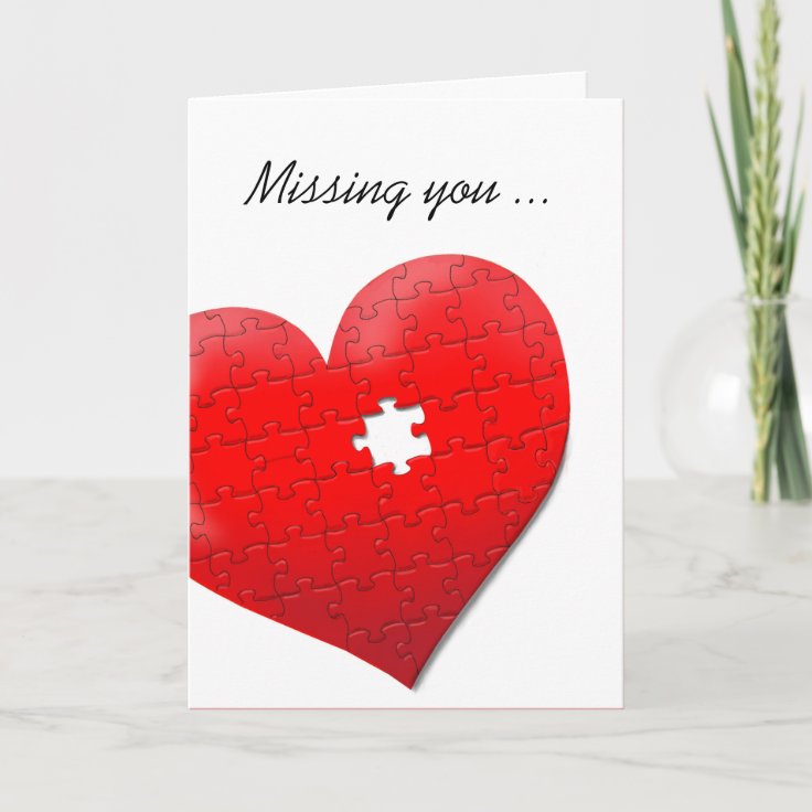 Missing you heart jigsaw puzzle card | Zazzle