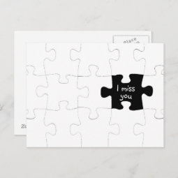 Missing You Puzzle Piece Postcard | Zazzle
