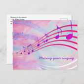 MISSING YOUR SINGING Pretty Pink Musical Staves Postcard | Zazzle