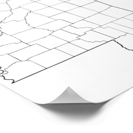 Mississippi Counties Blank Outline Map Poster | Zazzle