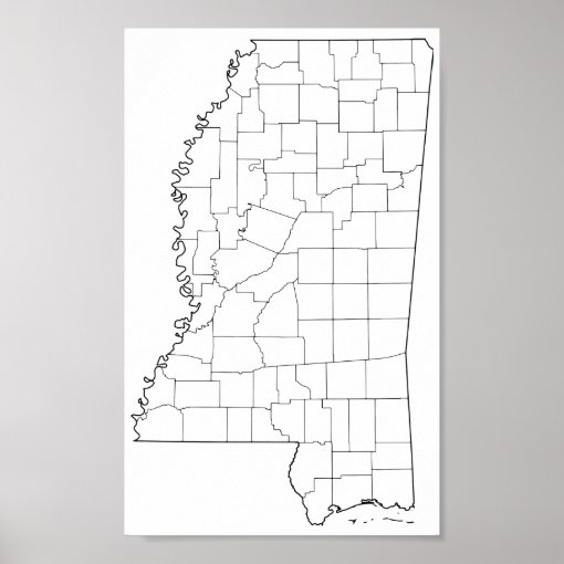 Blank Mississippi Counties Map