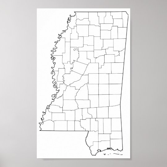 Blank mississippi county map