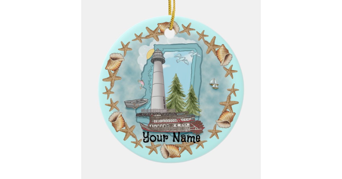 Mississippi Shells Lighthouse Ornament | Zazzle