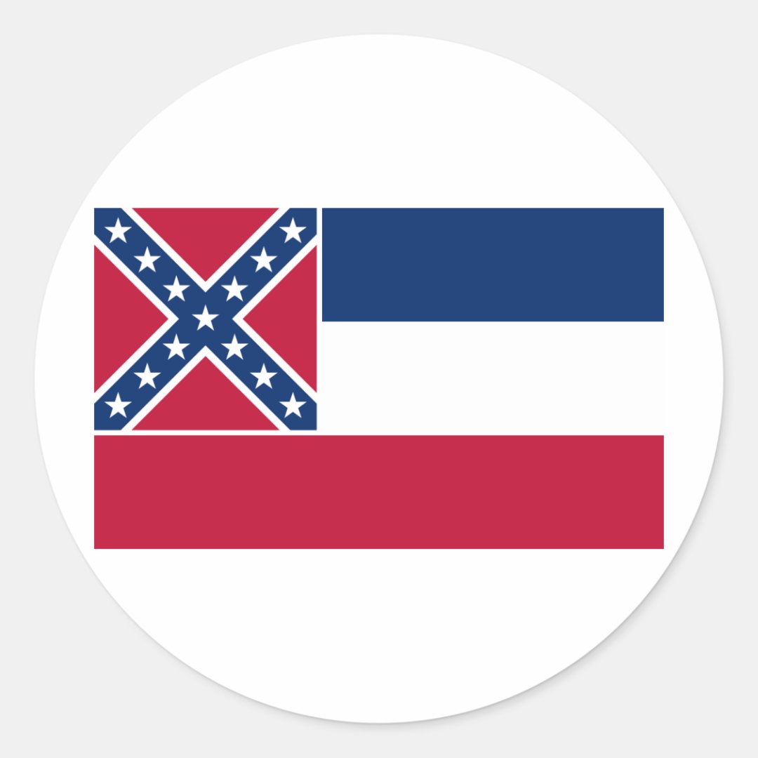 Mississippi State Flag Classic Round Sticker | Zazzle