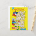 Mississippi State Vintage Map Poscard Postcard | Zazzle