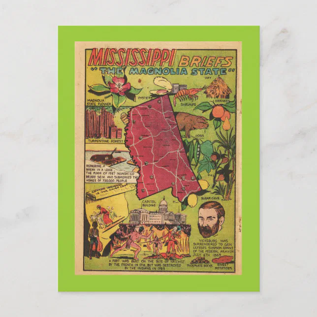 Mississippi the Magnolia State Postcard | Zazzle