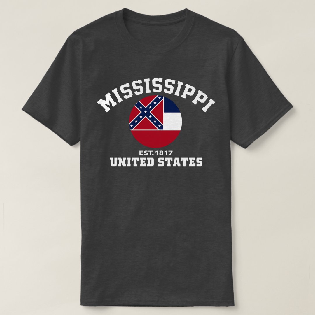 Mississippi USA Est. 1817 Patriotic Flag T Shirt | Zazzle