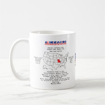 Missouri American state on a map and useful info Coffee Mug | Zazzle